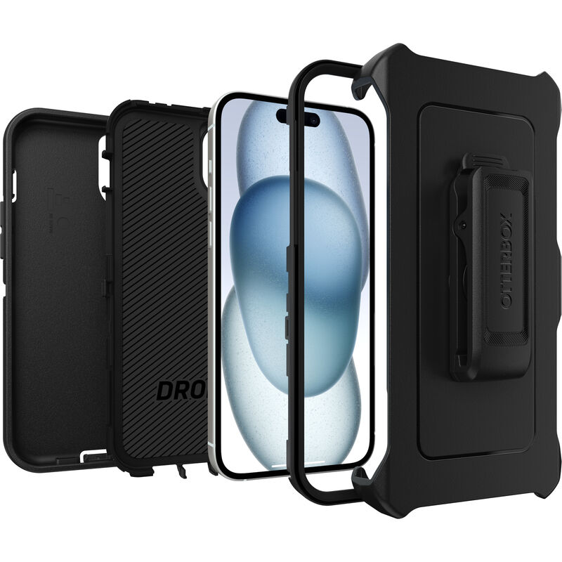 iPhone 15 Plus black Defender Protective Phone Case| OtterBox Australia